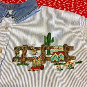Solutions | Tops | Desert Ranch Scene Embroidered Western Shirt | Poshmark